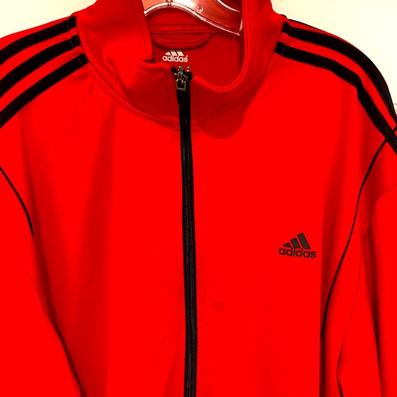 adidas | Jackets & Coats | Adidas Front Zip Jacket In Red And Black ...